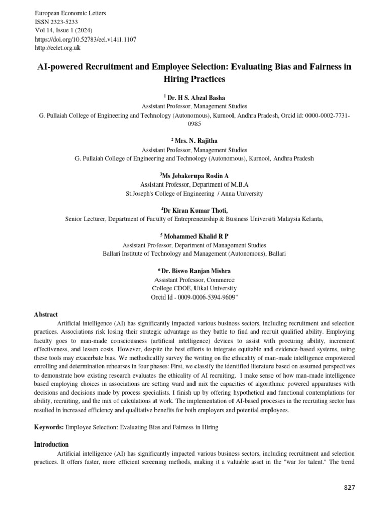 AI-Powered Recruitment and Employee Selection Evaluating Bias and ... AI-Powered Recruitment and Employee Selection Evaluating Bias and ...