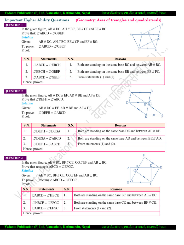 Geometry: Triangle and Quadrilateral Area Proofs | PDF | Area ...
