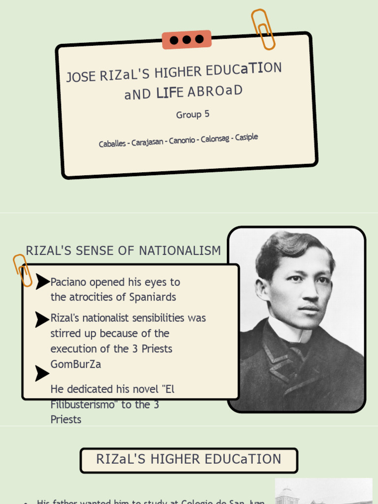Jose Rizals Higher Education and Life Abroad | PDF | Philippines ...