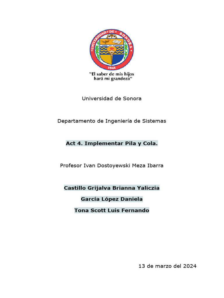 Implementar Pila y Cola | PDF | Cola (tipo de datos abstractos ...