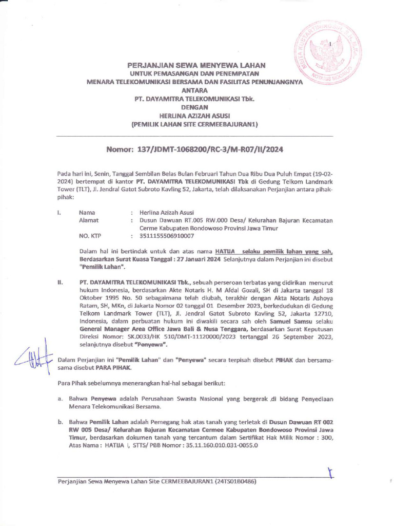 24TS01B0497 - JATIM - PKS & AJB - WONOSARITANGSIL WETAN1 - Compressed | PDF