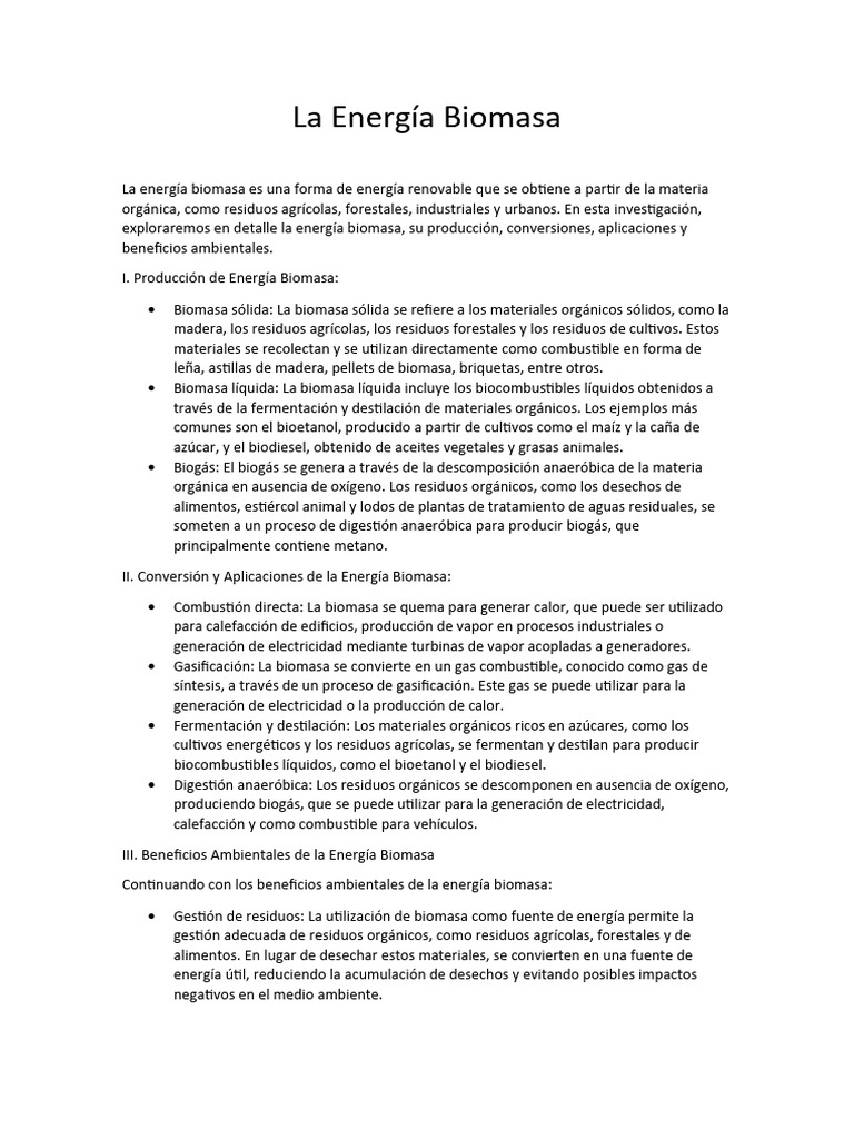 La Energía Biomasa | PDF | Biomasa | Biocombustible