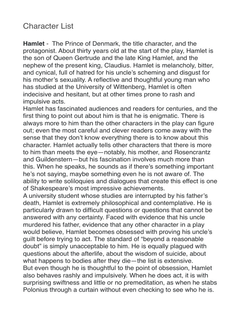 Hamlet Characters_ | PDF | Hamlet