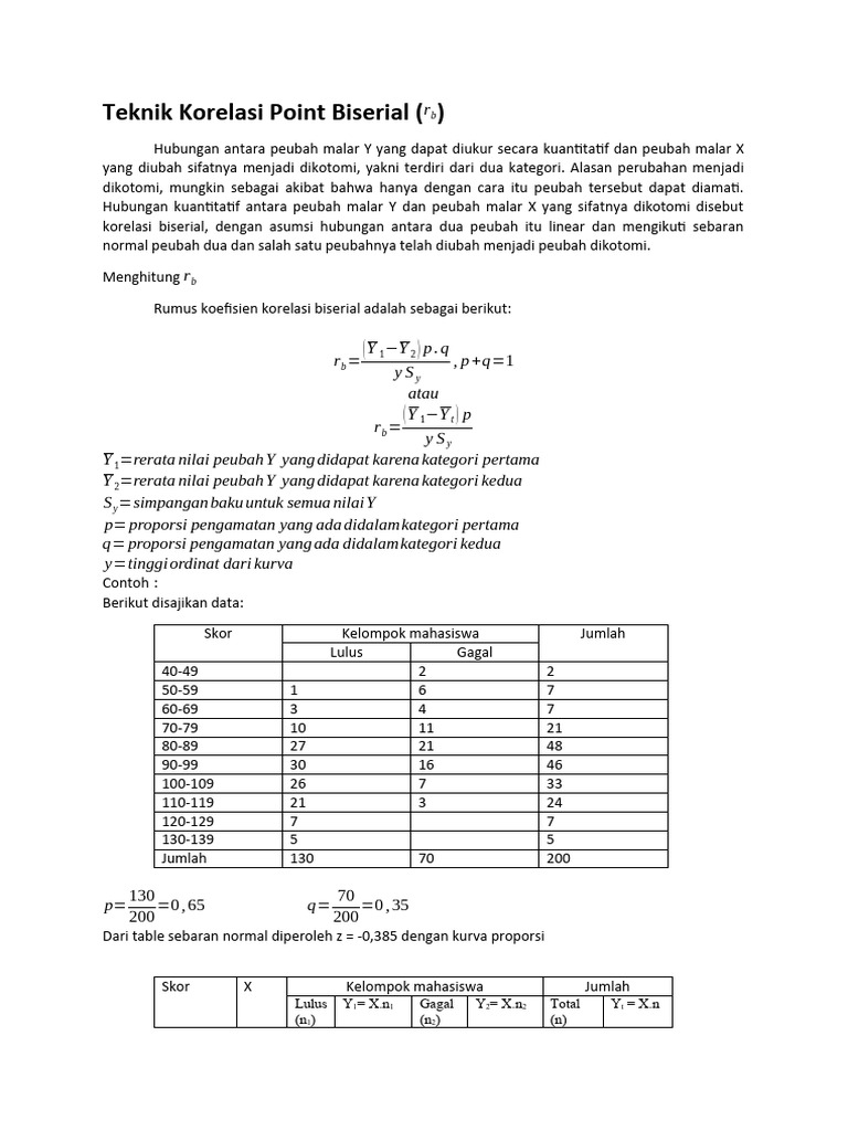 Teknik Korelasi Point Biserial | PDF
