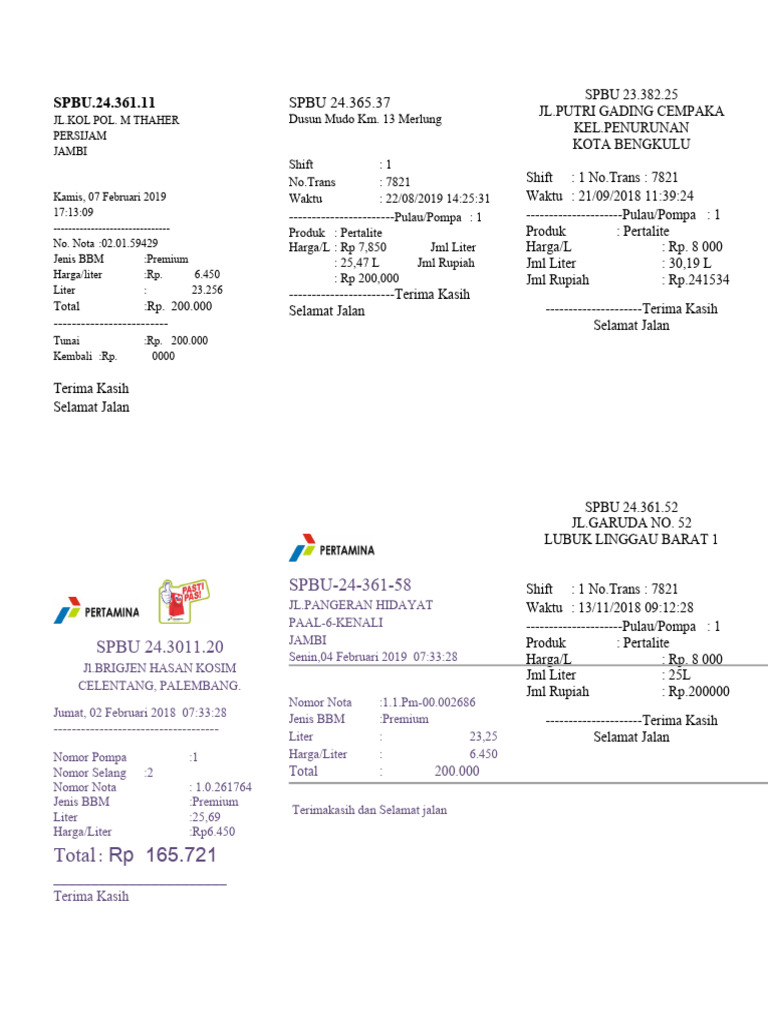 Struk Bensin 2 | PDF