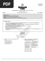 Aakash PT 1 QUESTION PAPER | PDF | Epithelium | Force