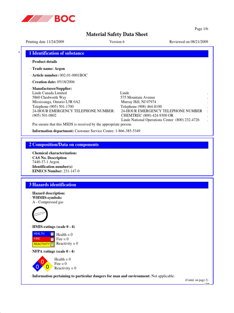 Argon_EN_BOC | PDF | Dangerous Goods | Personal Protective Equipment