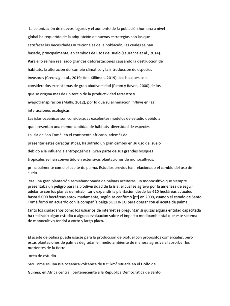 Impacto del Monocultivo en Sao Tomé | PDF | Destrucción del habitát ...