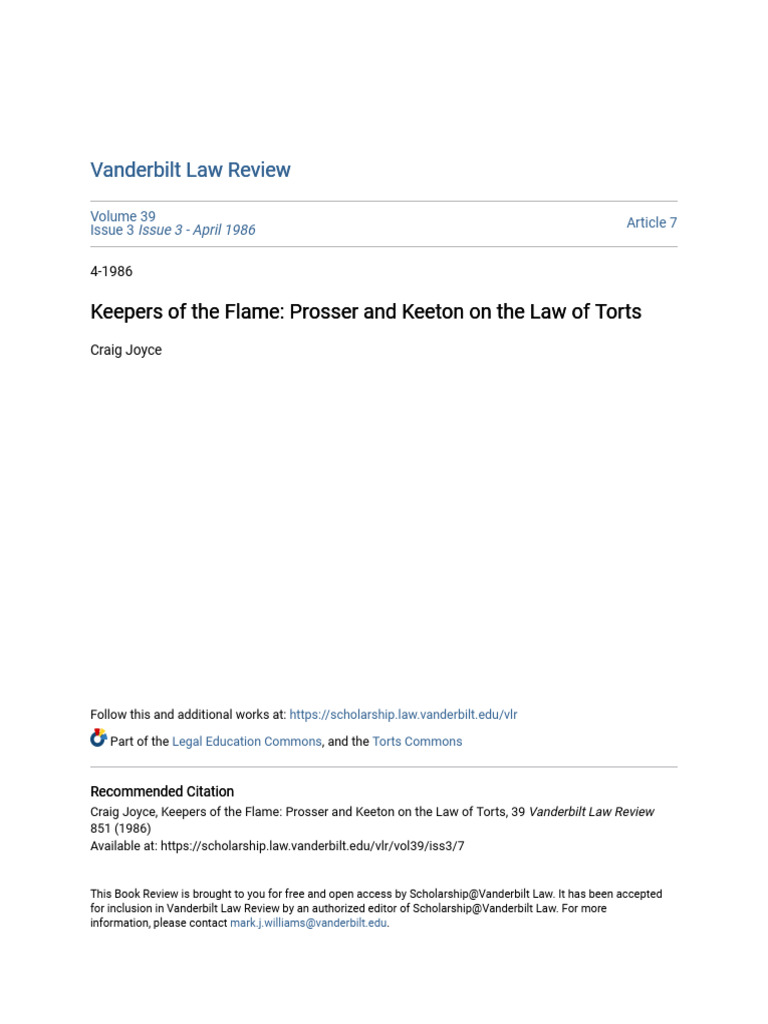 Prosser and Keeton on Torts Review | PDF | Philosophical Realism | Tort