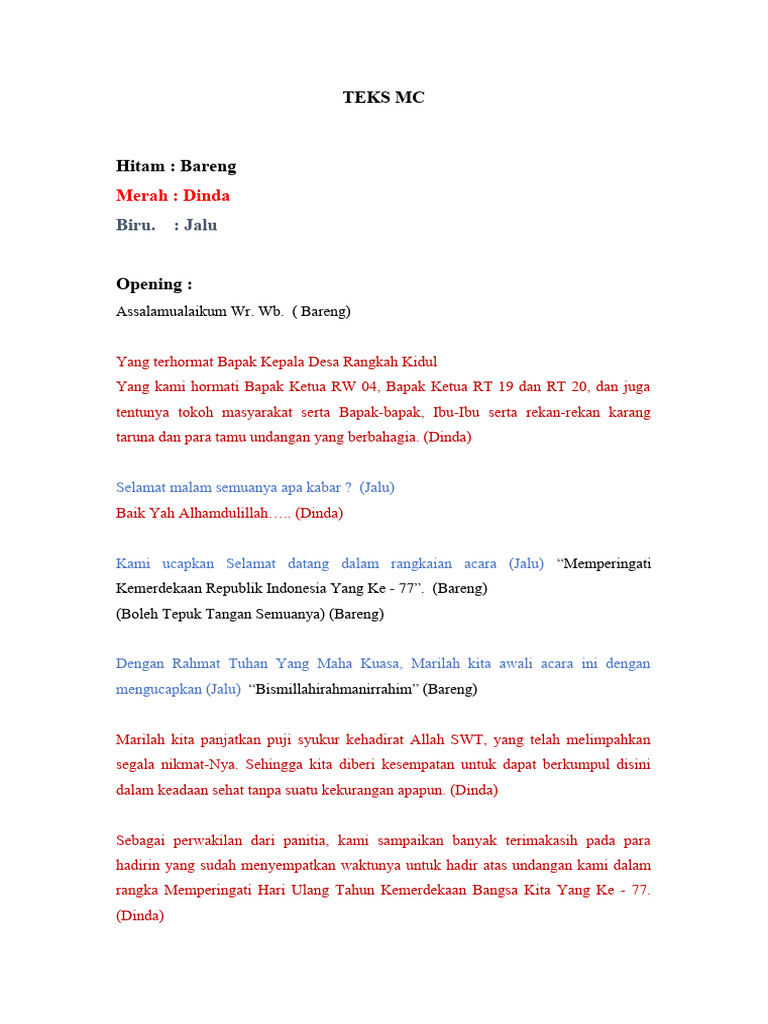 Teks MC Terbaru 2022 | PDF