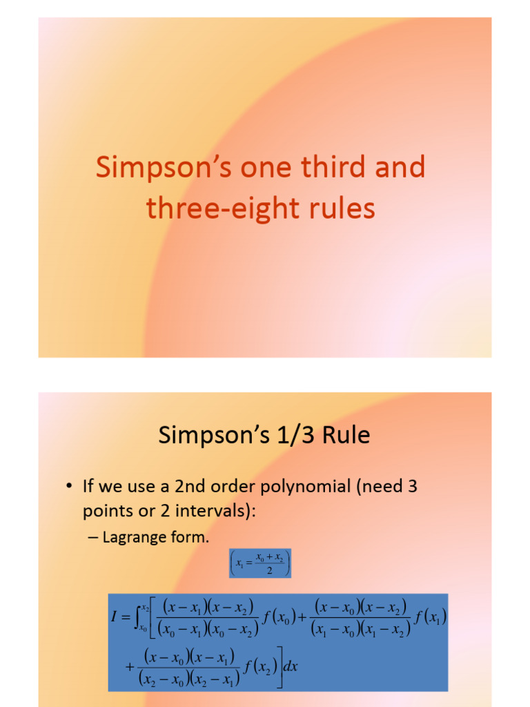 Simpson One Third Three Eight Rules | PDF | Applied Mathematics ...