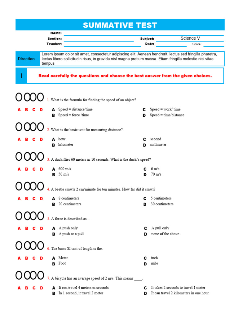 SUMMATIVE TEST NO. 1 - Q3 Science 5 | PDF | Electrical Resistivity And ...