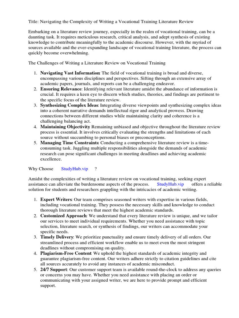 Vocational Training Literature Review | PDF | Vocational Education ... Vocational Training Literature Review | PDF | Vocational Education ...