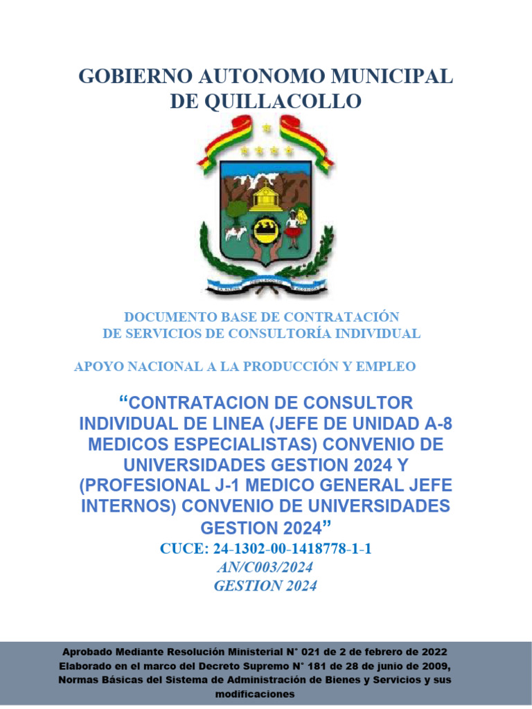 Gam de Quillacollo (Cochabamba) Médicos | PDF | Presupuesto | Evaluación