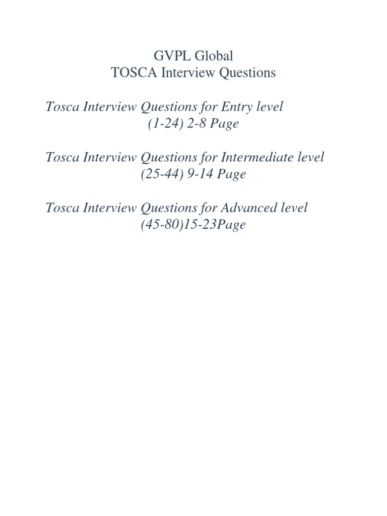 TOSCA Interview Questions (Entry To Advanced) | PDF | Mobile App ...