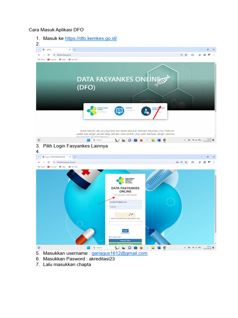 Cara Masuk Aplikasi DFO | PDF