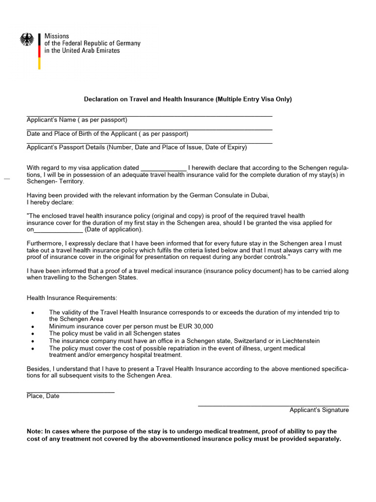 Declaration On Travel Health | PDF | Travel Visa | Passport