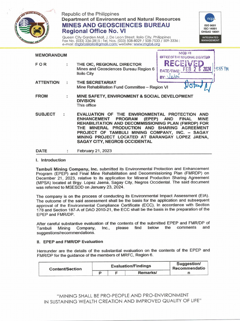 1st EPEP-FMRDP Evaluation Report Tambuli MCI 2024 | PDF