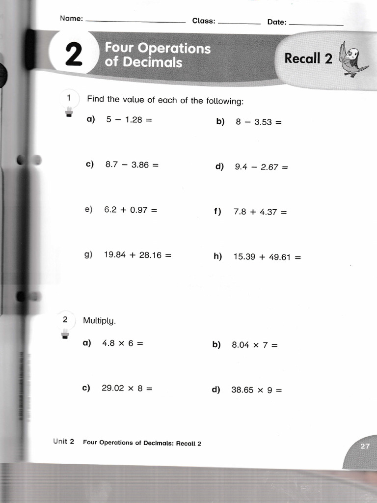 Chapter 2 - Four Operations of Decimals | PDF | Units Of Measurement