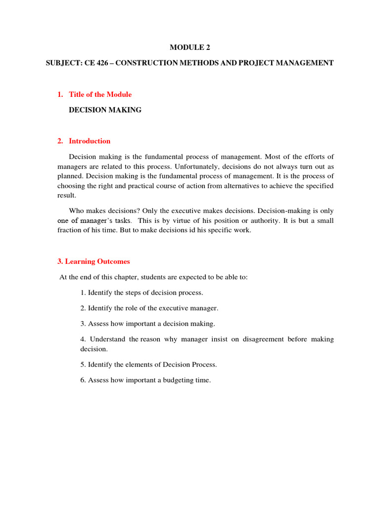 Module 2 CMPM | PDF | Decision Making | Disciplines