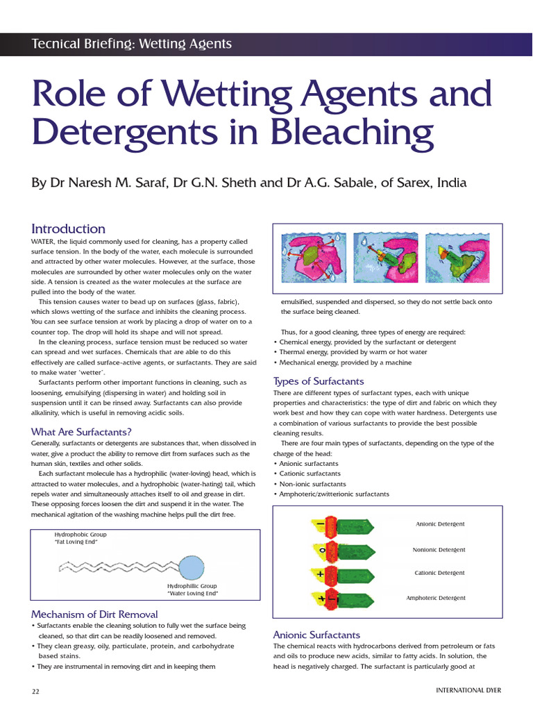 Sarex Wetting Agent Theory | PDF | Surfactant | Detergent