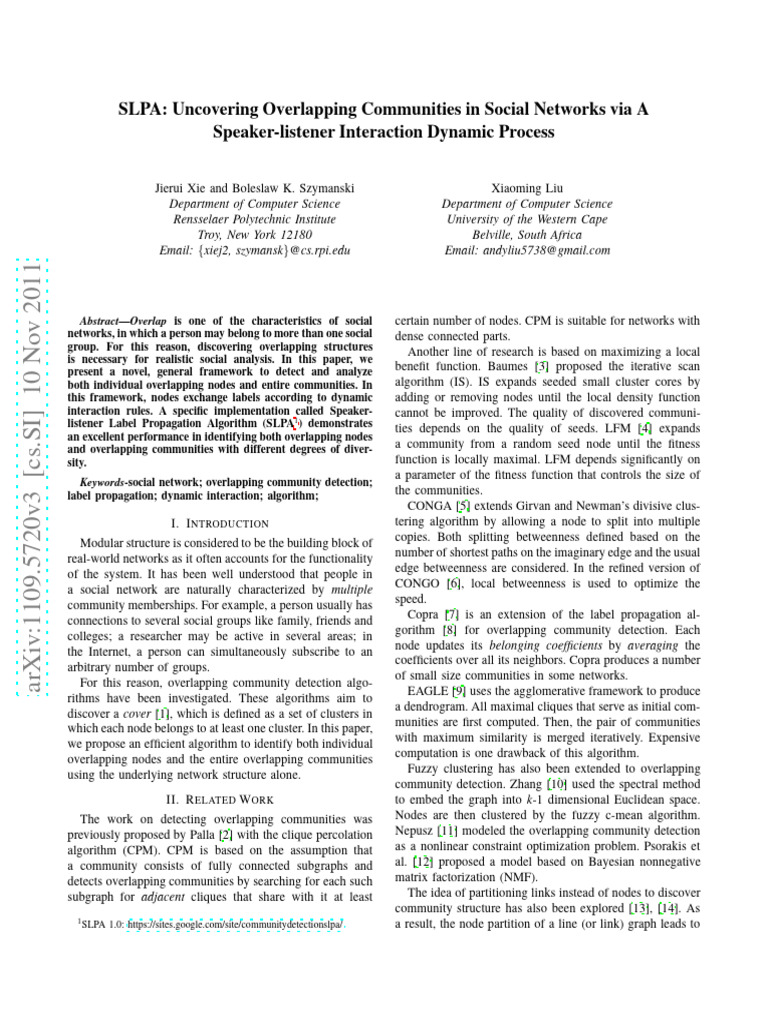 SLPA | PDF | Applied Mathematics | Theoretical Computer Science