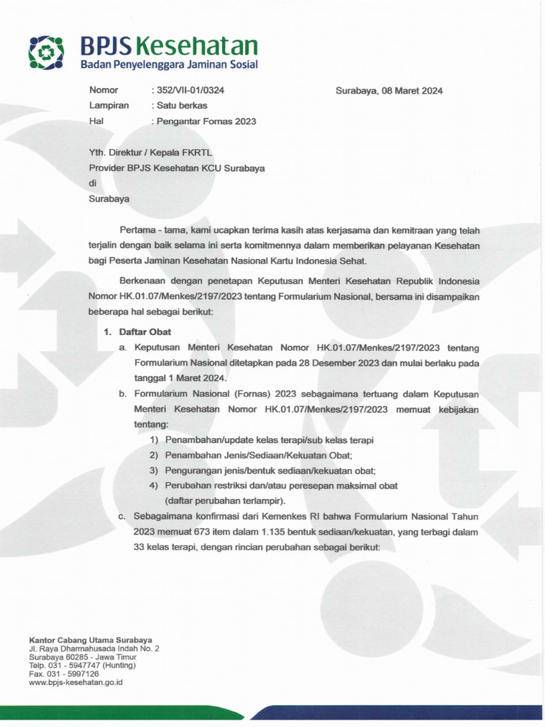 SE BPJS - Update Fornas (Maret 2024) | PDF