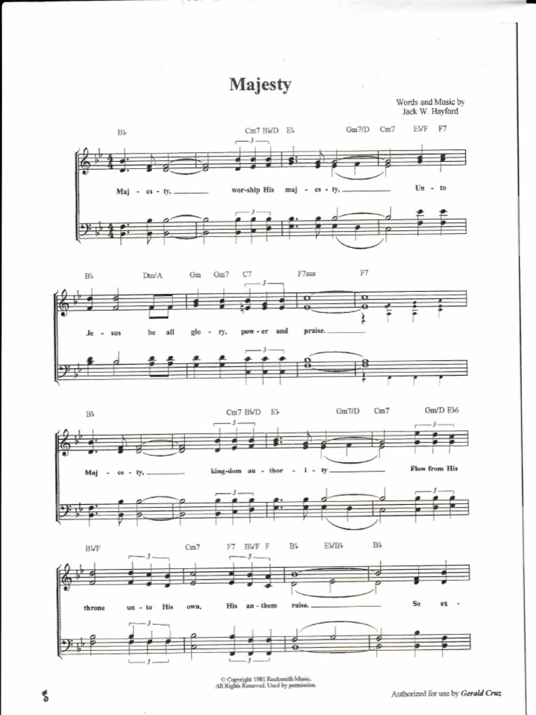 Majesty by Jack Hayford Lyrics | PDF