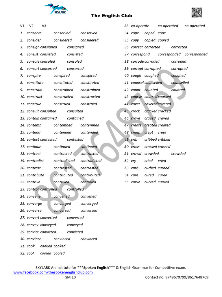 C Verbs and Their Forms | PDF | Linguistics | Grammar