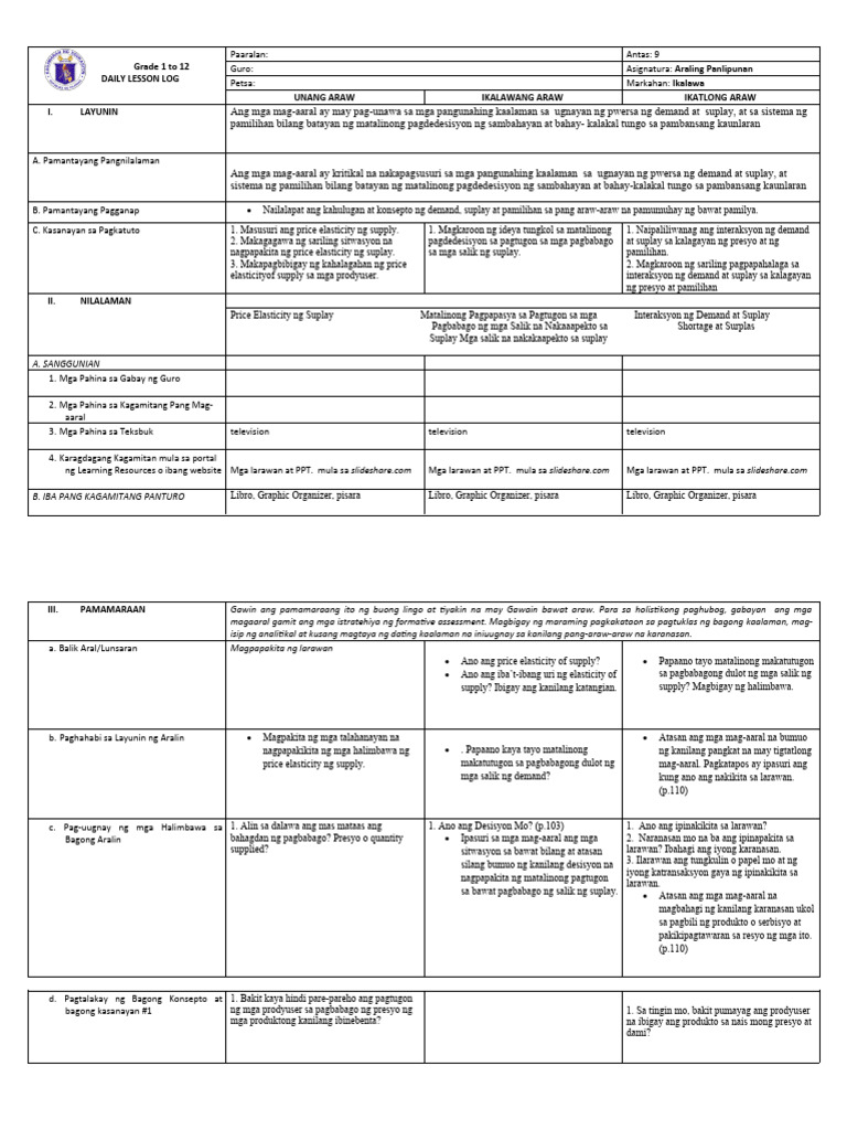 DLL Grade 9 2nd Quarter 4 | PDF