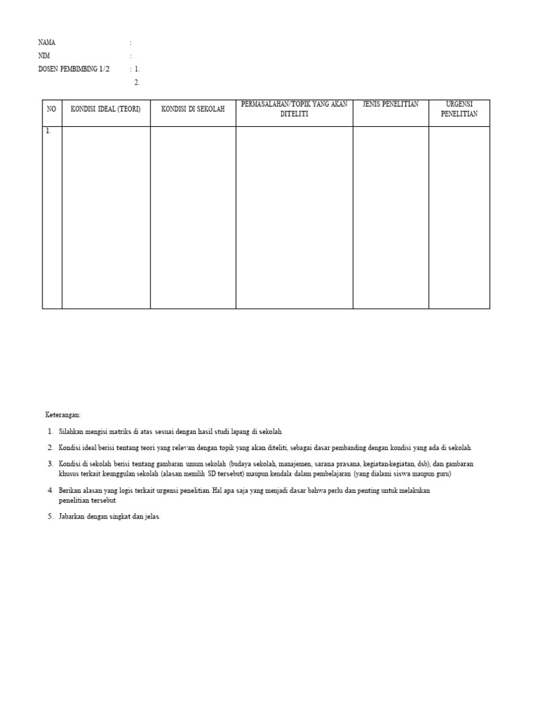 Matriks Bimbingan Skripsi Pendidikan | PDF