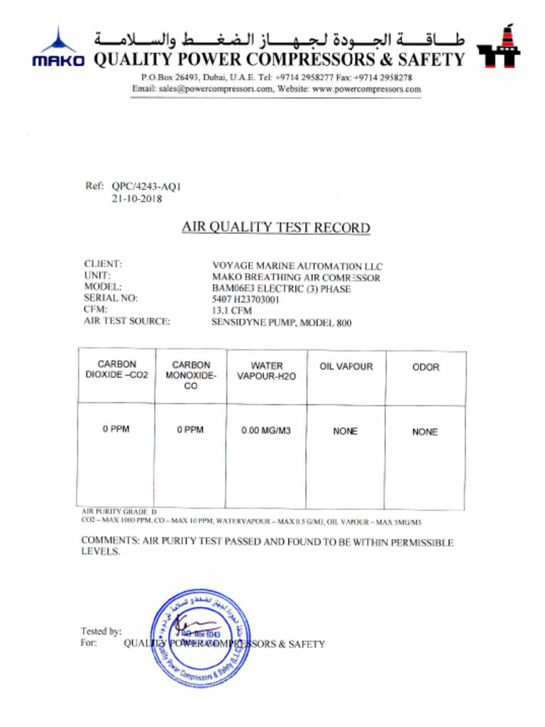 Compressor Test Certificate | PDF Compressor Test Certificate | PDF