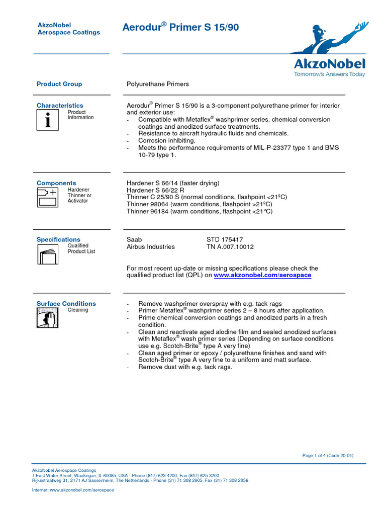 20-01 Aerodur Primer S15 90 Update | PDF | Secondary Sector Of The ...