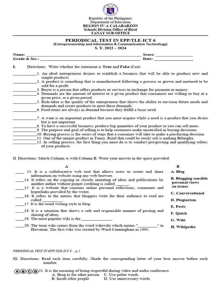 ICT-6-TP.-2023-2024 With Mam Nieva | PDF | Demand | Wiki