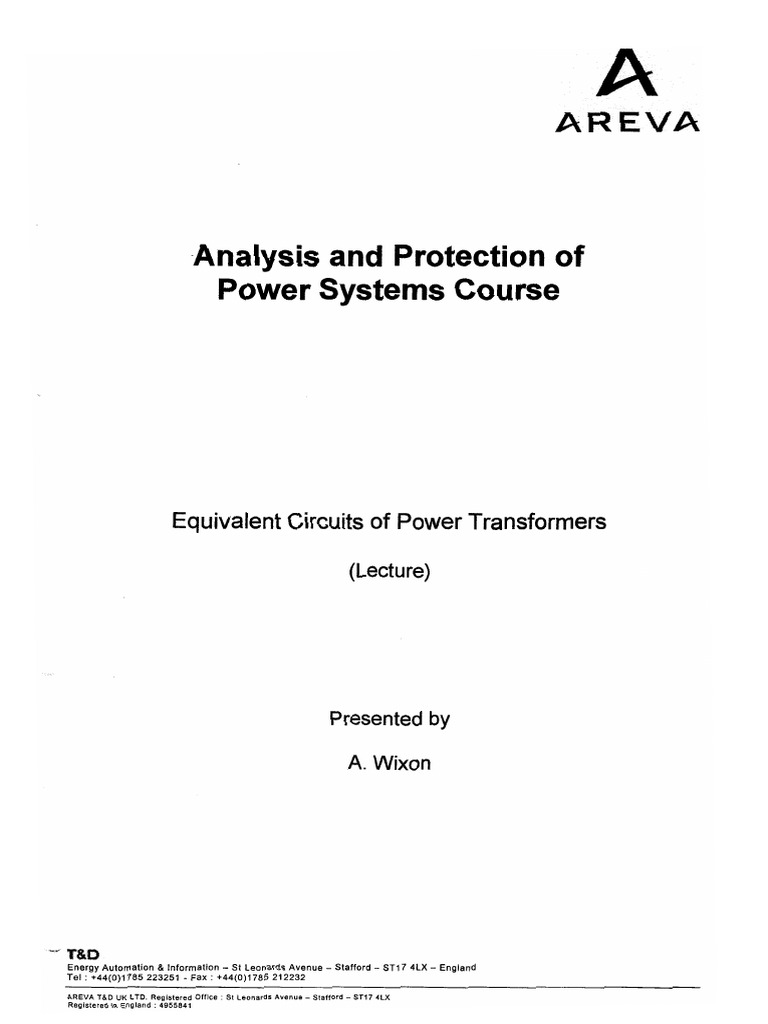 Equivalent Circuits Of Power Transformers Lectures Pdf