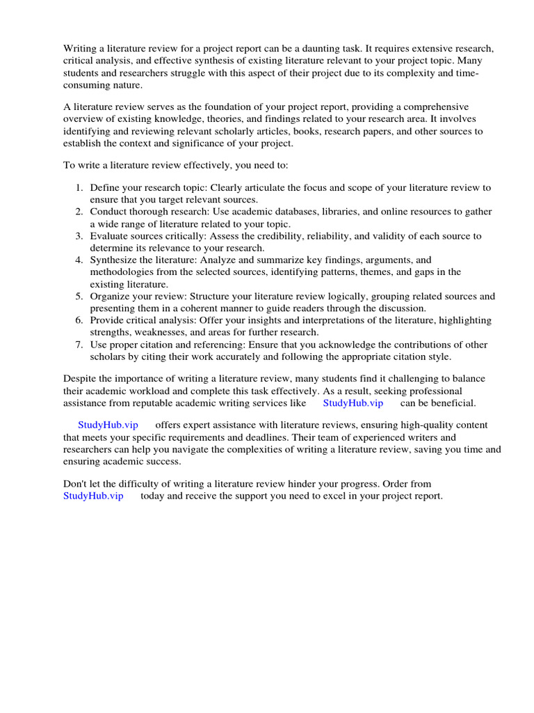 How To Write A Project Report Literature Review | PDF | Thesis | Critical Thinking