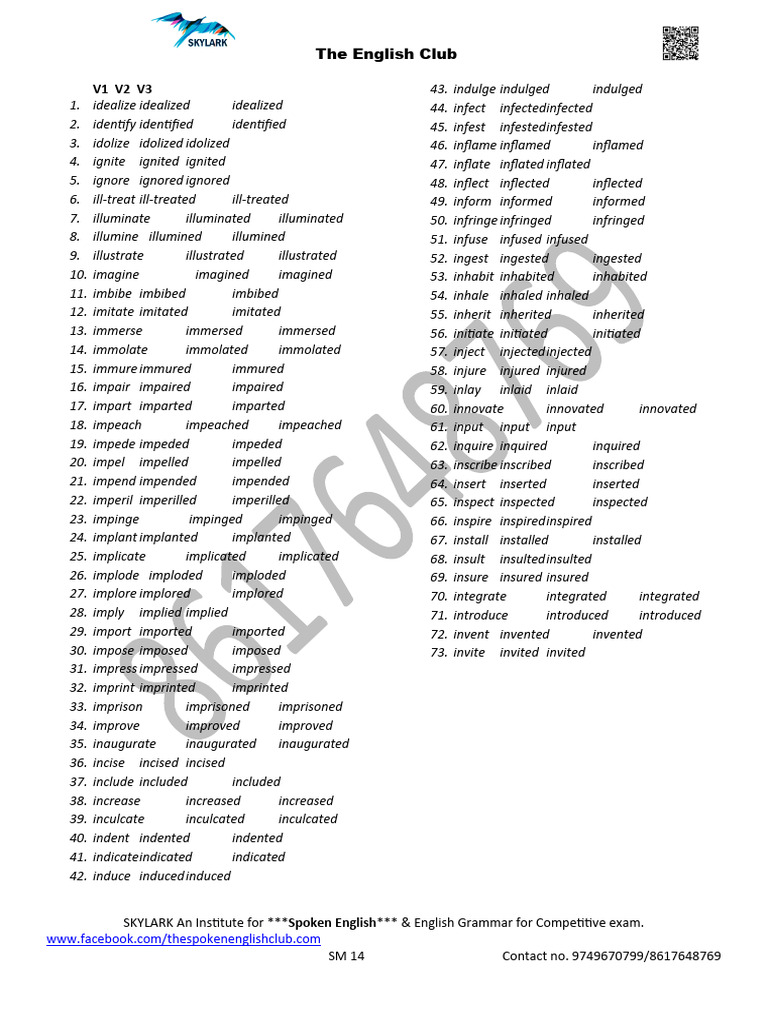 SM 14 Verb With Letter I | PDF | Linguistics | Grammar