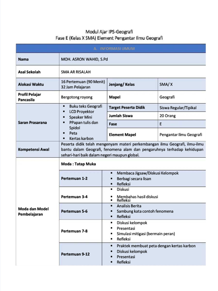 PDF Modul Ajar Geografi Kurikulum Sekolah Penggerak Compress | PDF | Wellness | Technology ...