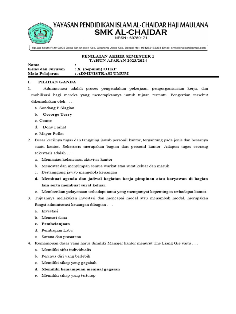 PS 1 Administrasi Umum 10 Otkp | PDF | Seni