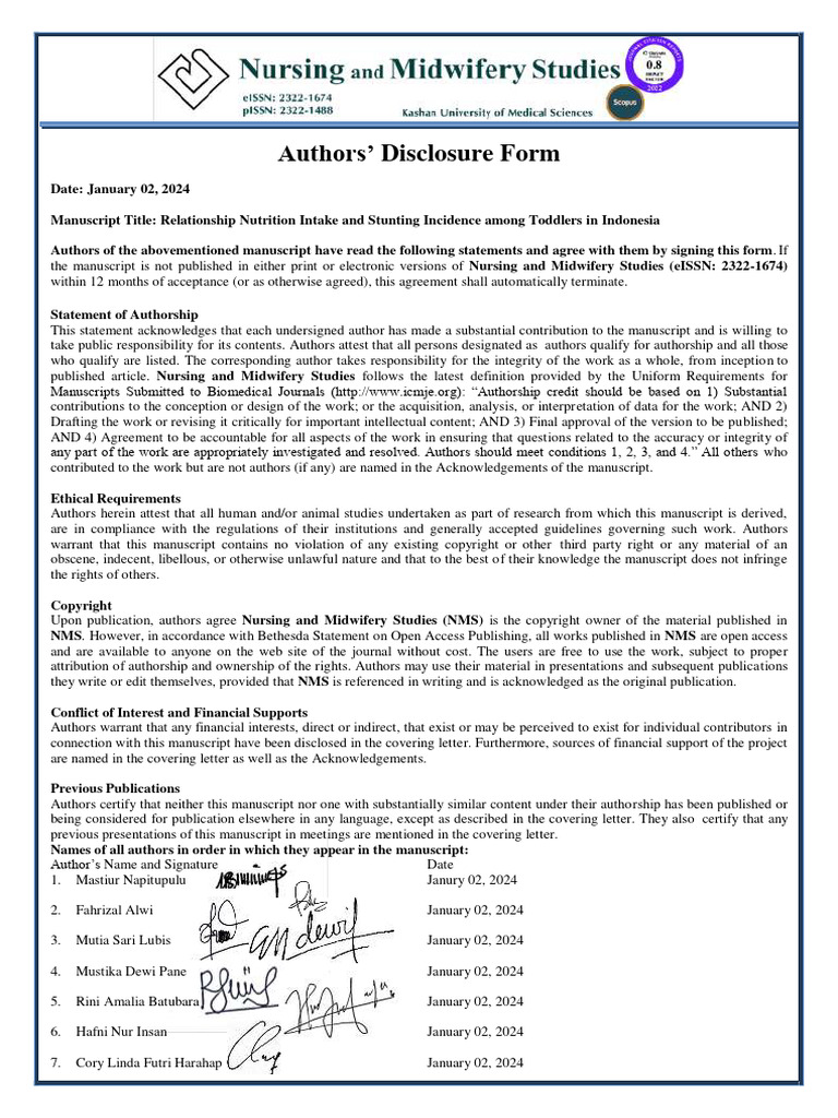 NMS-Disclosure Form Authors | PDF | Copyright | Open Access