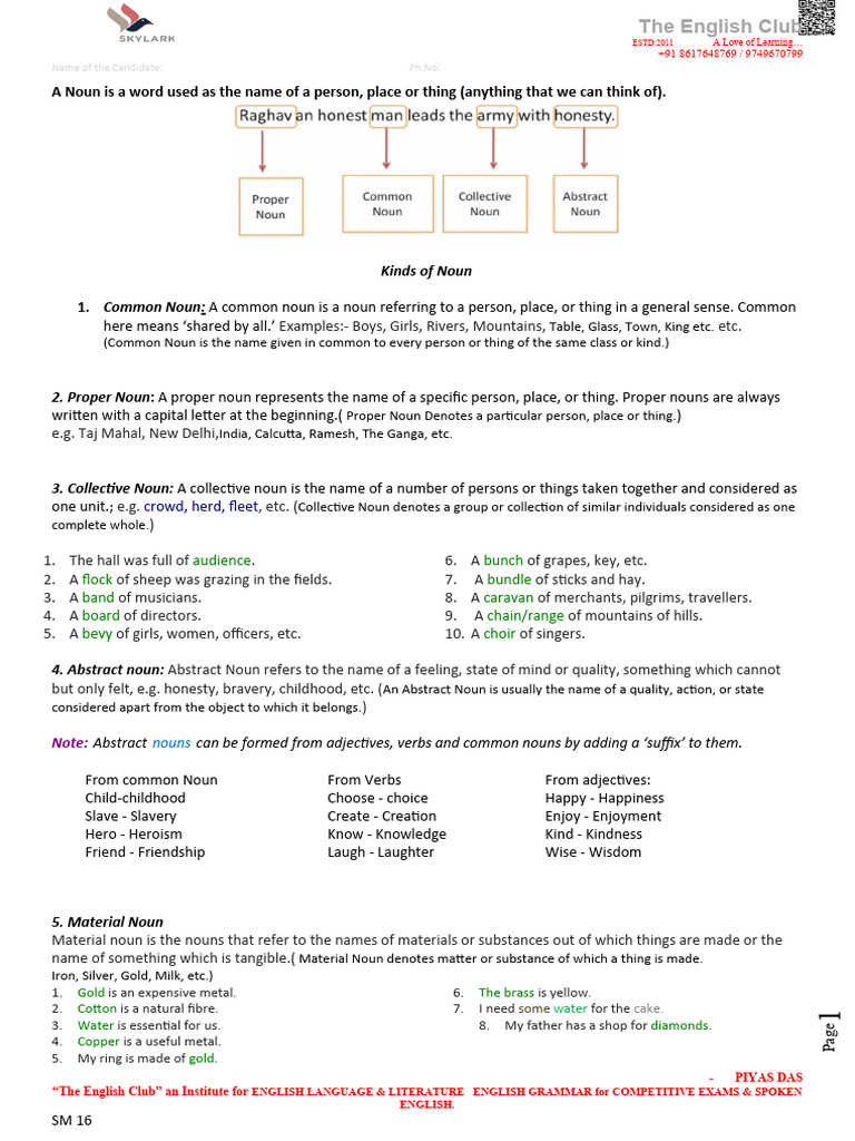SM 16 NOUN Classification | PDF | English Language | Noun