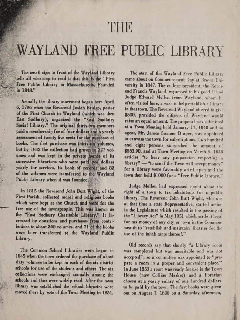 The Wayland Free Public Library | PDF | Liberal Arts Education