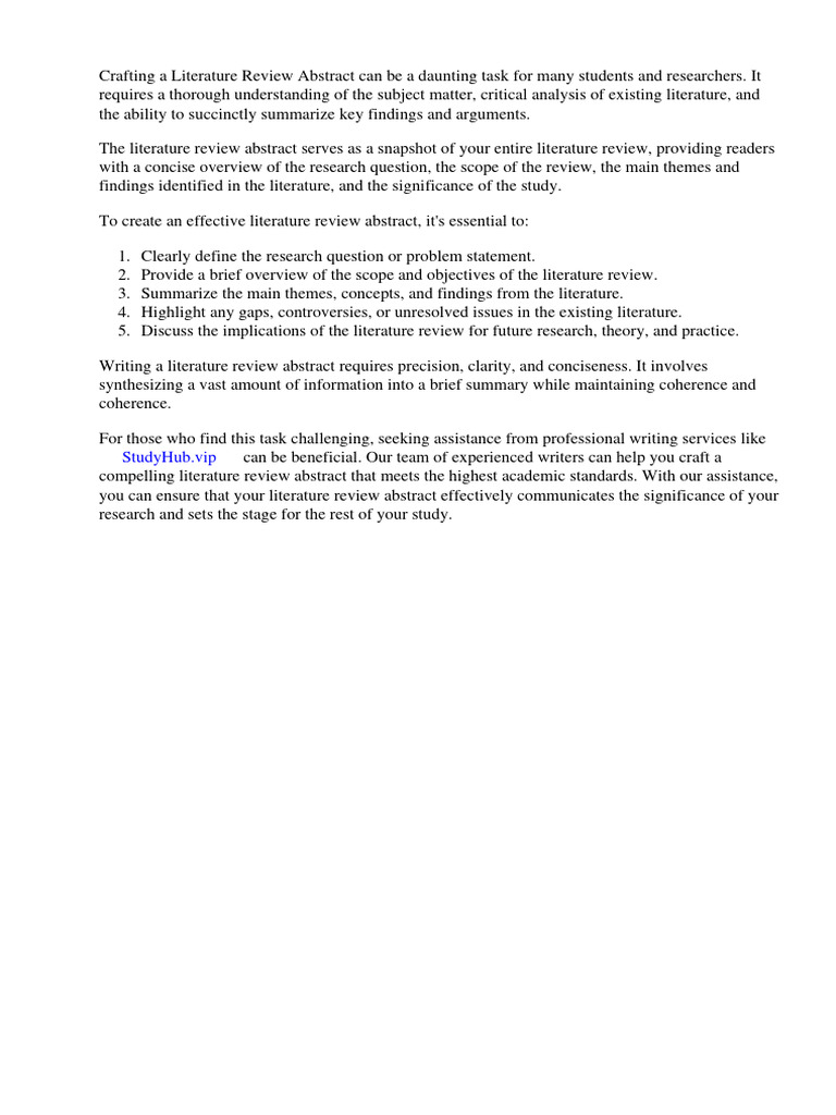 What To Include in A Literature Review Abstract | Download Free PDF ... What To Include in A Literature Review Abstract | Download Free PDF ...