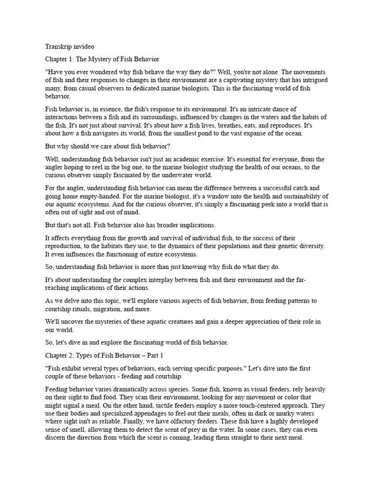 Types of Fish Behavior | PDF | Fish | Zoology