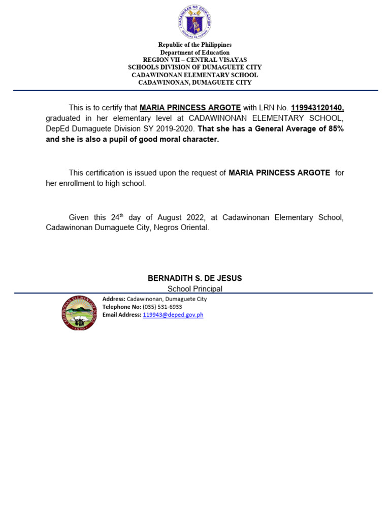 Certificate of Graduation | PDF