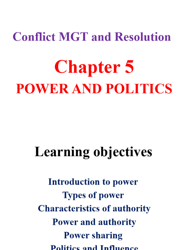 Chapter Five Conflict MGT and Resolution | PDF | Power (Social And ...