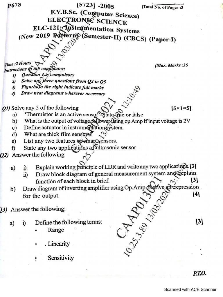 FYBSC (CS) Instrumentation System | PDF