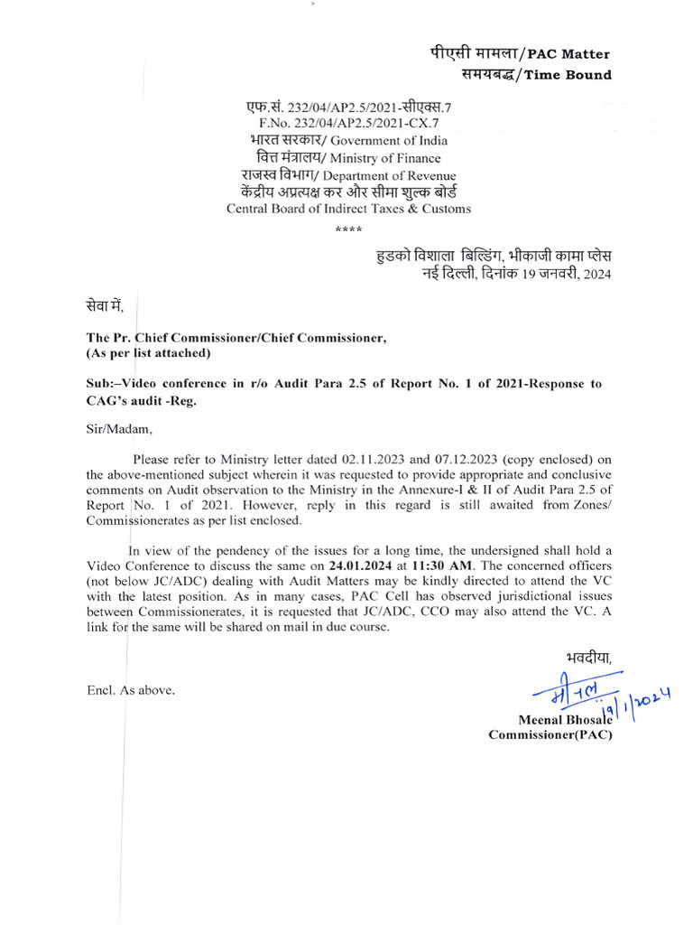Letter For VC On 24.01.2024 | PDF | Taxes | Taxation