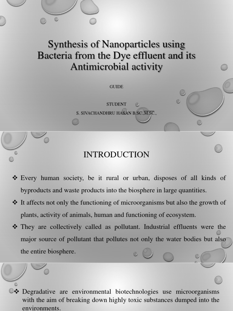 Synthesis of Nanoparticles using Bacteria from the Dye effluent and its ...