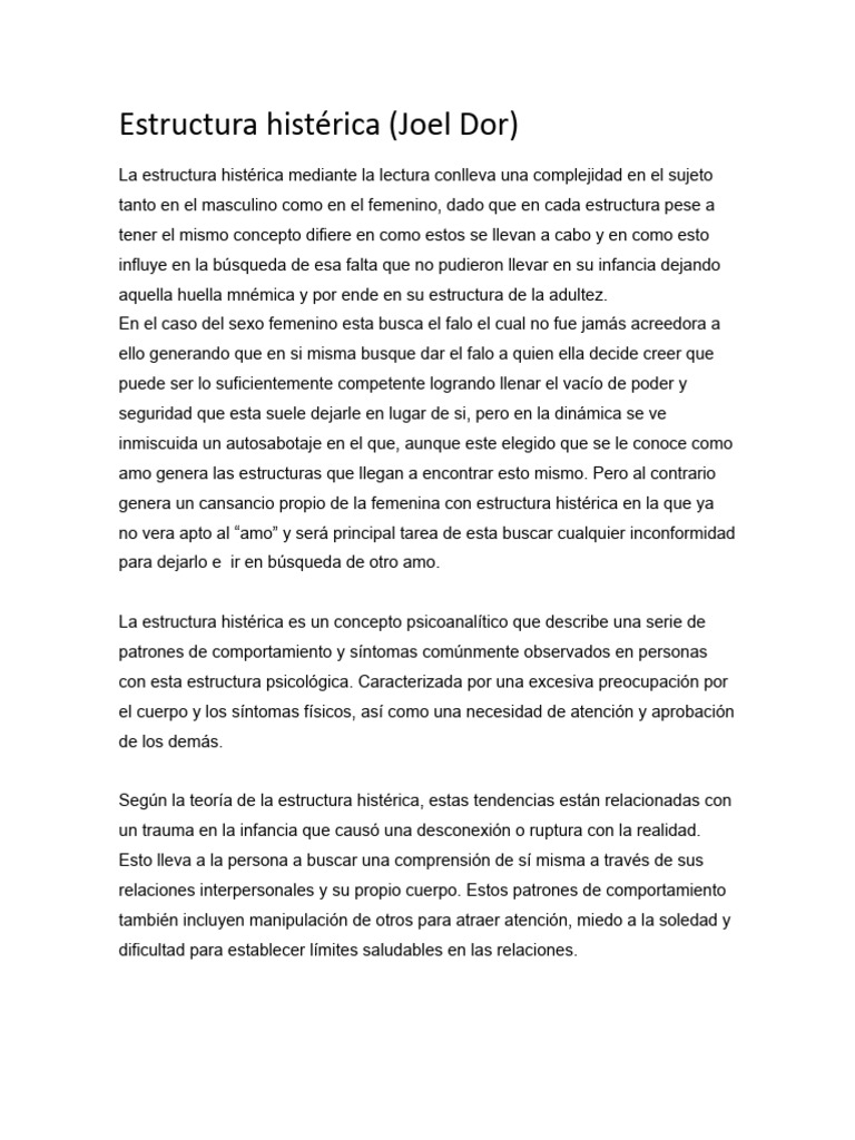 Estructura Histérica (Joel Dor) | PDF